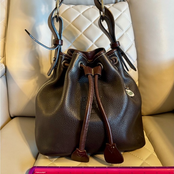 Dooney & Bourke | Bags | Brown Leather Dooney Bourke Drawstring Bag ...
